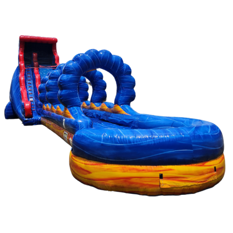 22ft Tall Blue Tsunami With Slip & Slide - The Waterslide Guys